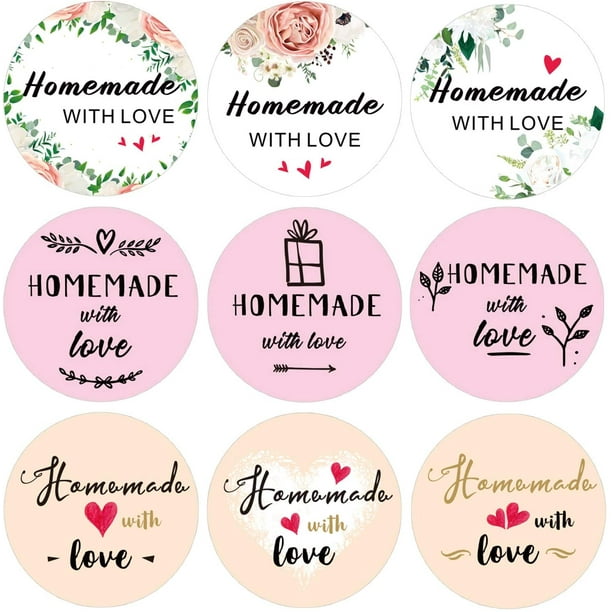1000 Pieces Homemade with Love Stickers Thank You Roll Sticker Labels ...