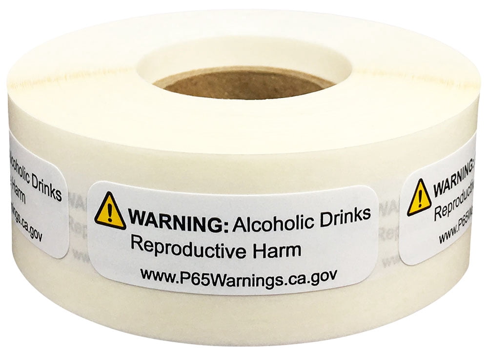 California Proposition 65 Alcoholic Drinks Warning Labels Short Form .5 ...