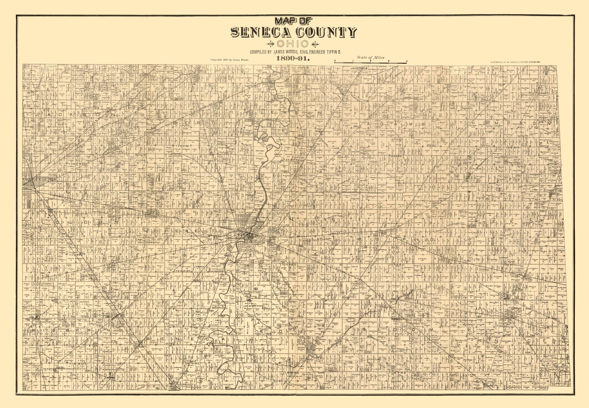 Seneca County Ohio - Woods 1891 - 23.00 x 33.15 - Matte Canvas ...