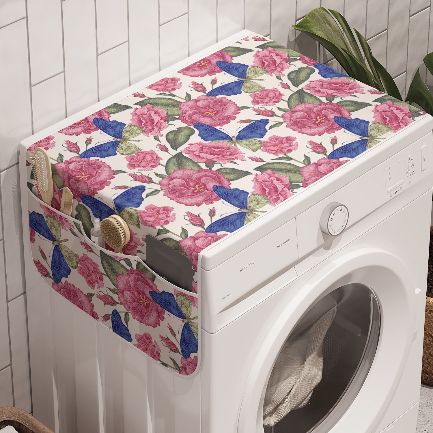 Garden Art Washing Machine Organizer, Illustration of Flowers in ...