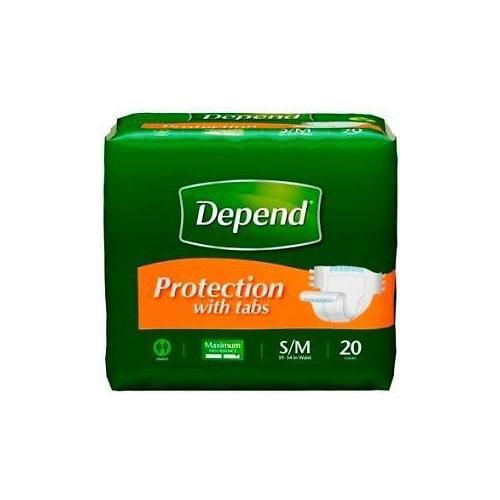 Depend Protection Briefs with Tabs ''Small/Medium, 19 -34 , 60 Count ...