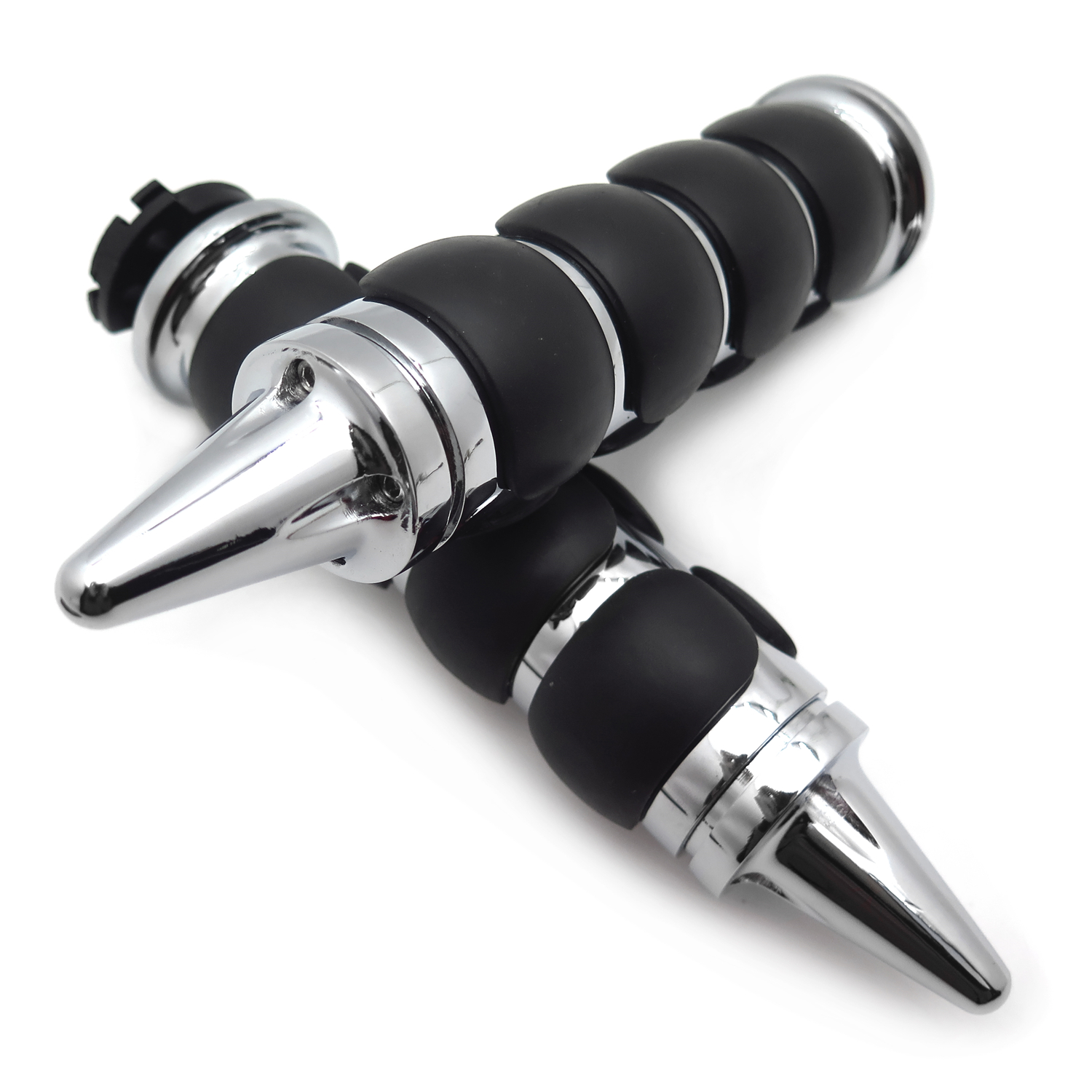 HTTMT- Chrome 7/8" 22mm Custom Spike Motorcycle Hand Grips Throttle ...