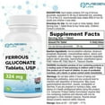 Puregen Labs Ferrous Gluconate 324 mg, Iron Supplement, Gentle on ...