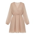 ANINEO Dresses For Women Casual Long Sleeve Mesh Neck Solid Color Flowy ...
