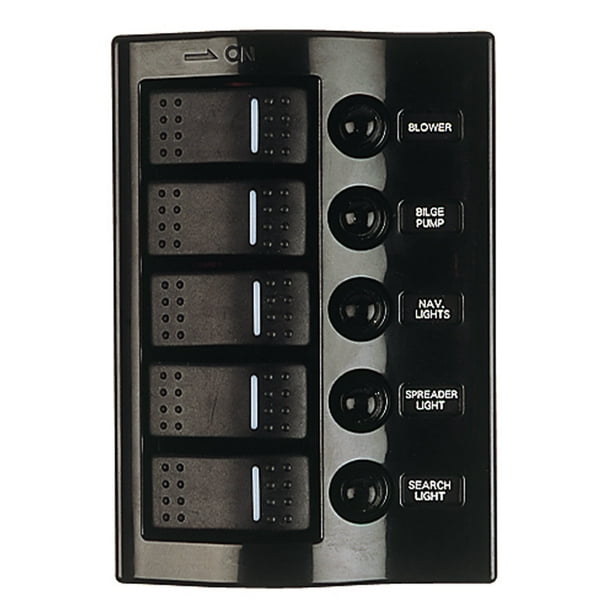 Sea Dog Wave Rocker Switch Breaker Panel, 5 Switch - Walmart.com ...