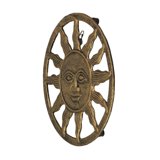 Zeckos Cast Iron Sun Face Trivet – Distressed Gold Finish, Heat ...