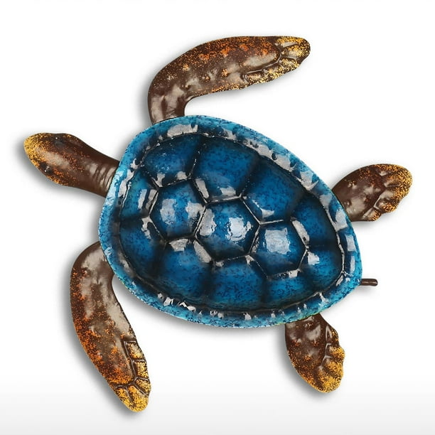 Blue Turtle Wall Decor Coast Ocean Sea Wall Art Iron Animal Wall Decor ...