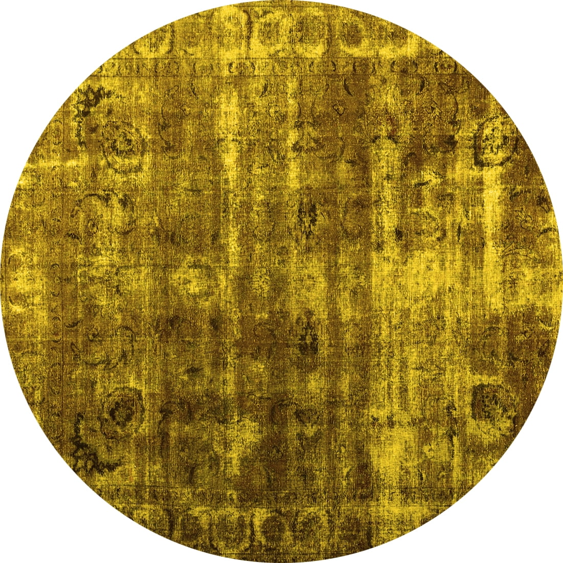 Ahgly Company Indoor Round Abstract Yellow Contemporary Area Rugs, 8 ...