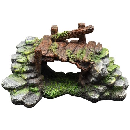 Aquarium Landscape Ornament Realistic Bridge Fish Tank Decoration Resin ...