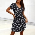 Livrdious Summer Dresses for Women Casual V Neck Short Sleeve A-Line ...