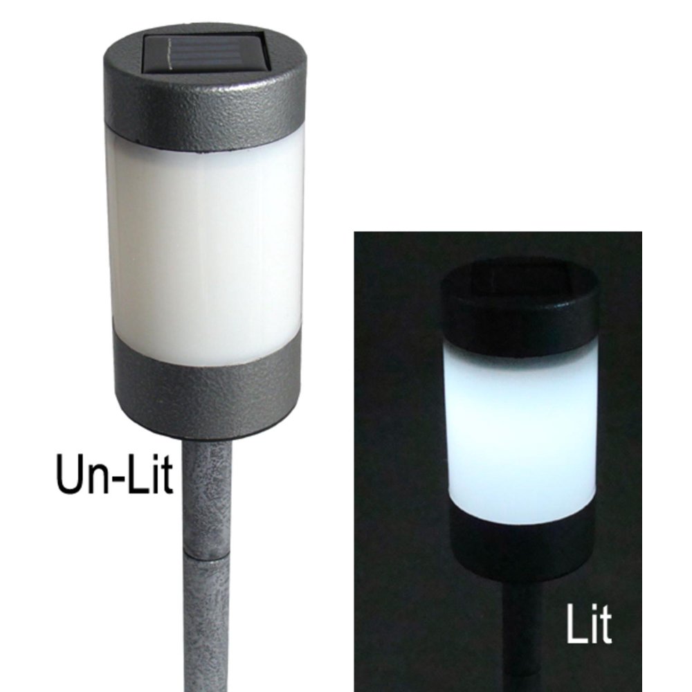 16" LED Lighted Solar Powered Outdoor Stainless Steel Garden Light w ...