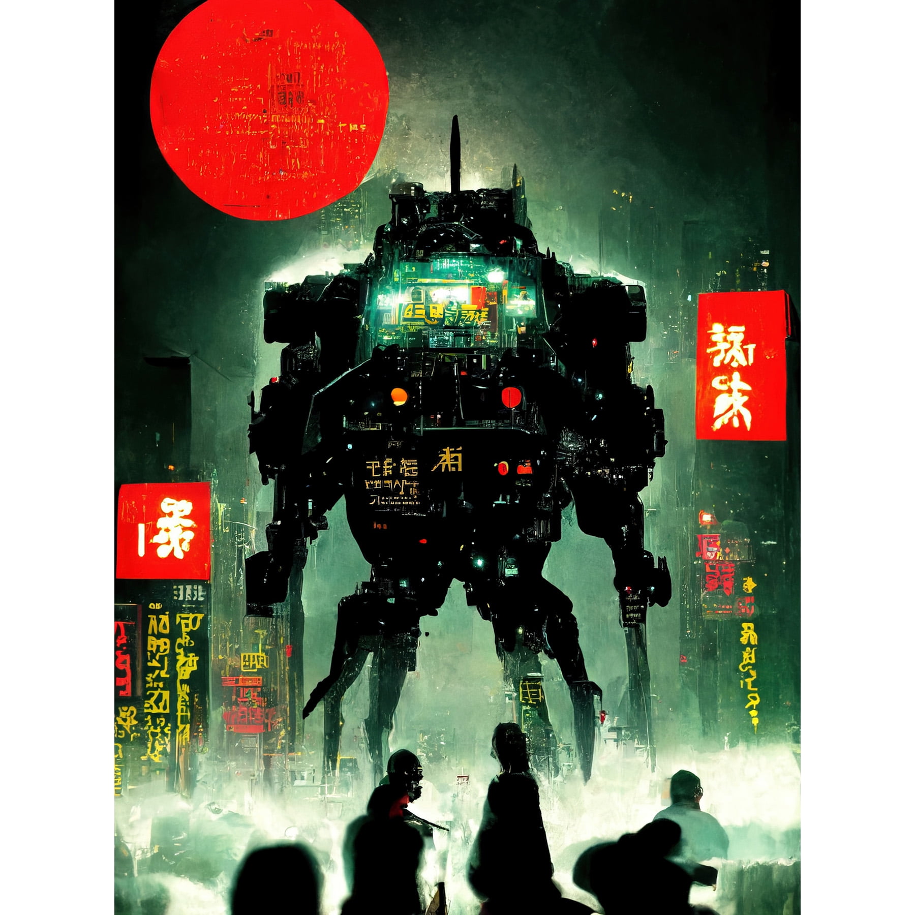 Rise Of Machines Mecha Japanese Style Illustration Sci-Fi Large Wall ...
