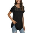 Rivelino Women's Short Sleeve Summer Tops Flowy Lace Pleated Tunic ...