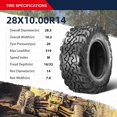 OBOR Brawler 28X10R14 UTV Tires, 10 Ply Front/Rear Radial for UTV SxS ...
