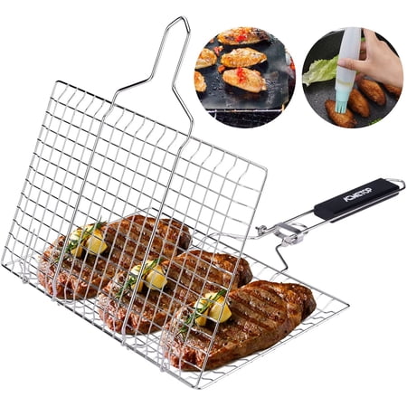 Portable BBQ Grill Ba ket, Stainle Steel Grilling Ba ket with Removable ...