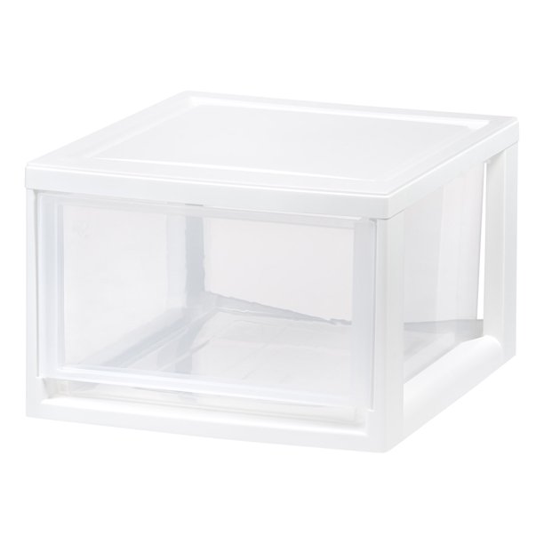 IRIS USA, 14.5QT Plastic Storage Modular Stacking Drawer - White ...