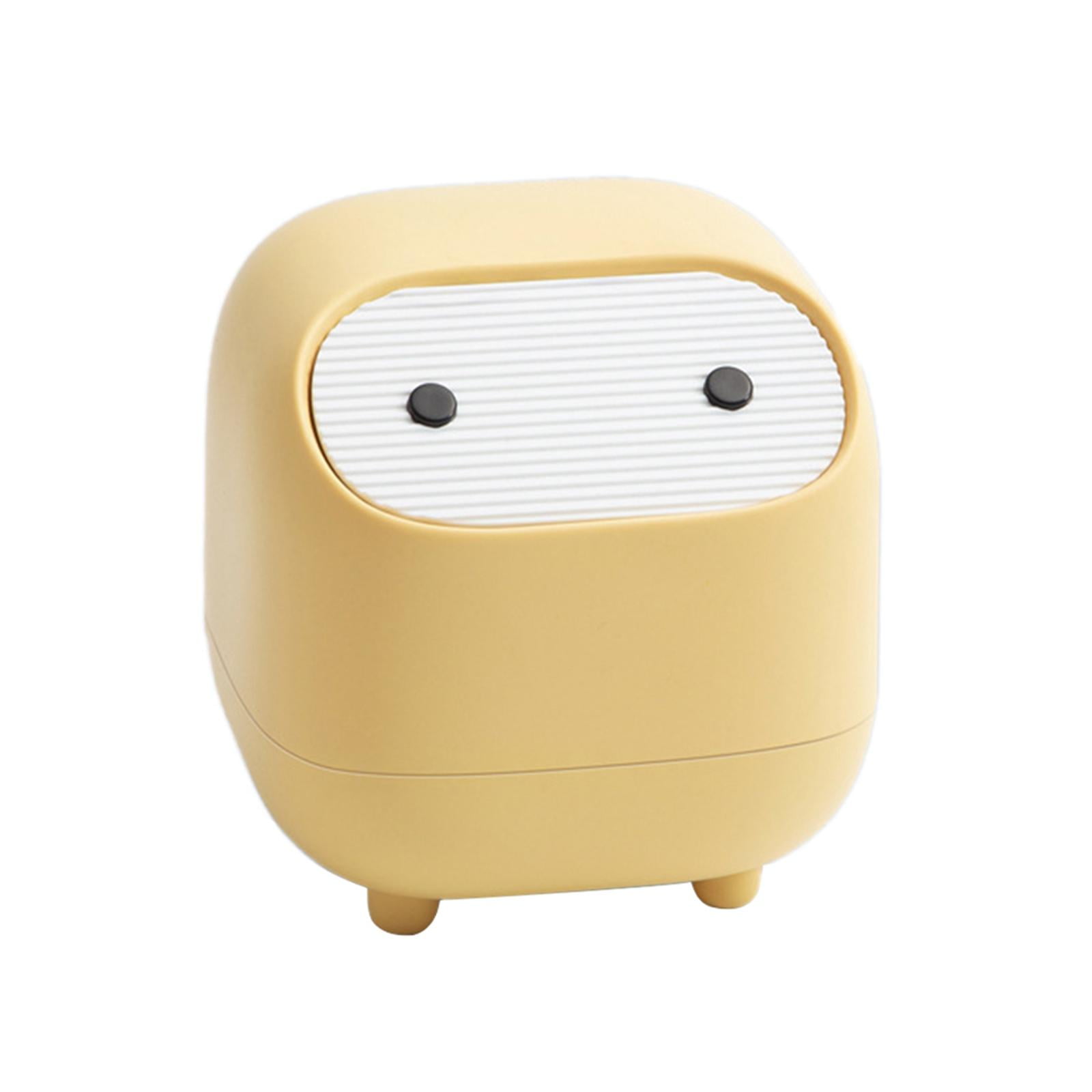Desktop Trash Can Desk Storage Office Desktop Garbage Bin Yellow ...
