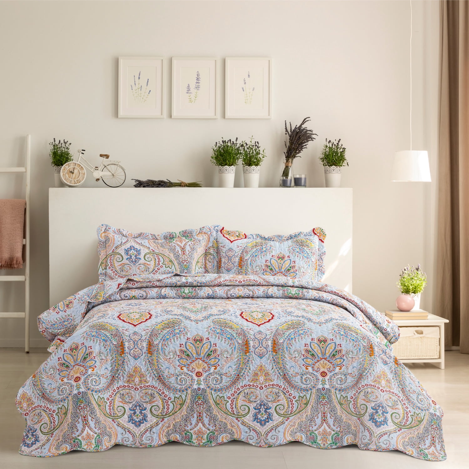 Bedsure 3 Piece Ultra Soft Bohemian Paisley All Season Full Queen