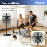 Lasko Oscillating 18" Cyclone Pedestal Stand Fan, 3 Speeds, Adjustable 54.5" Height, Black ...