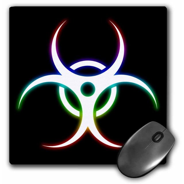 3dRose Biohazard Symbol glowing on black background, Mouse Pad, 8 by 8 ...
