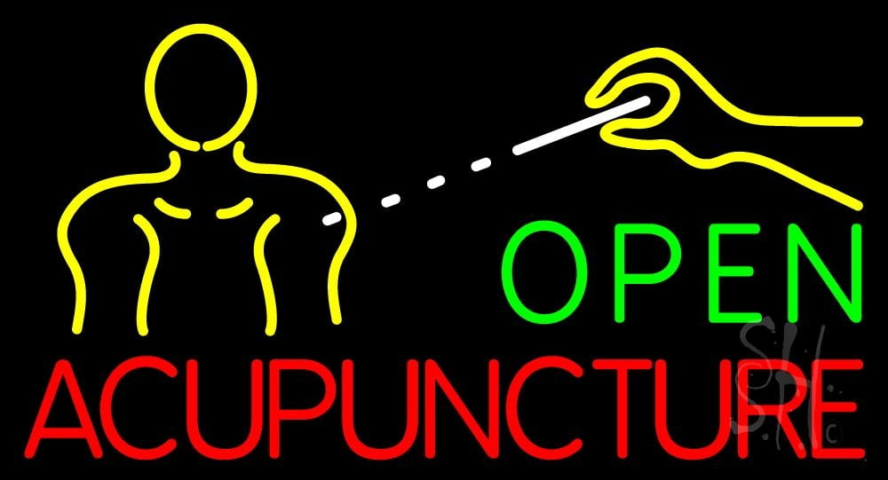 Open Acupuncture Logo LED Neon Sign 20 x 37 - inches, Black Square Cut ...
