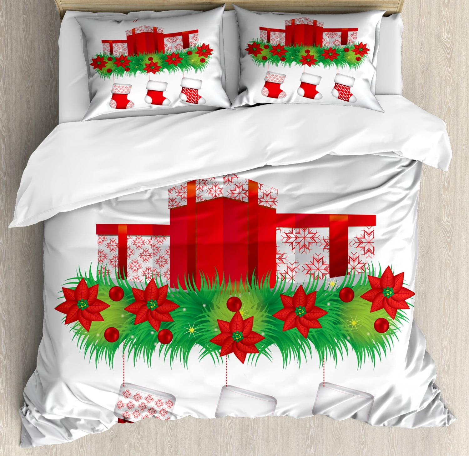 Christmas Duvet Cover Set King Size, Stockings Hanging for Santa ...