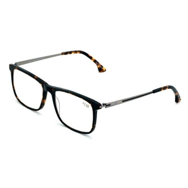Men Premium Rectangle Metal with Plastic Temple Extra Large Reader ...