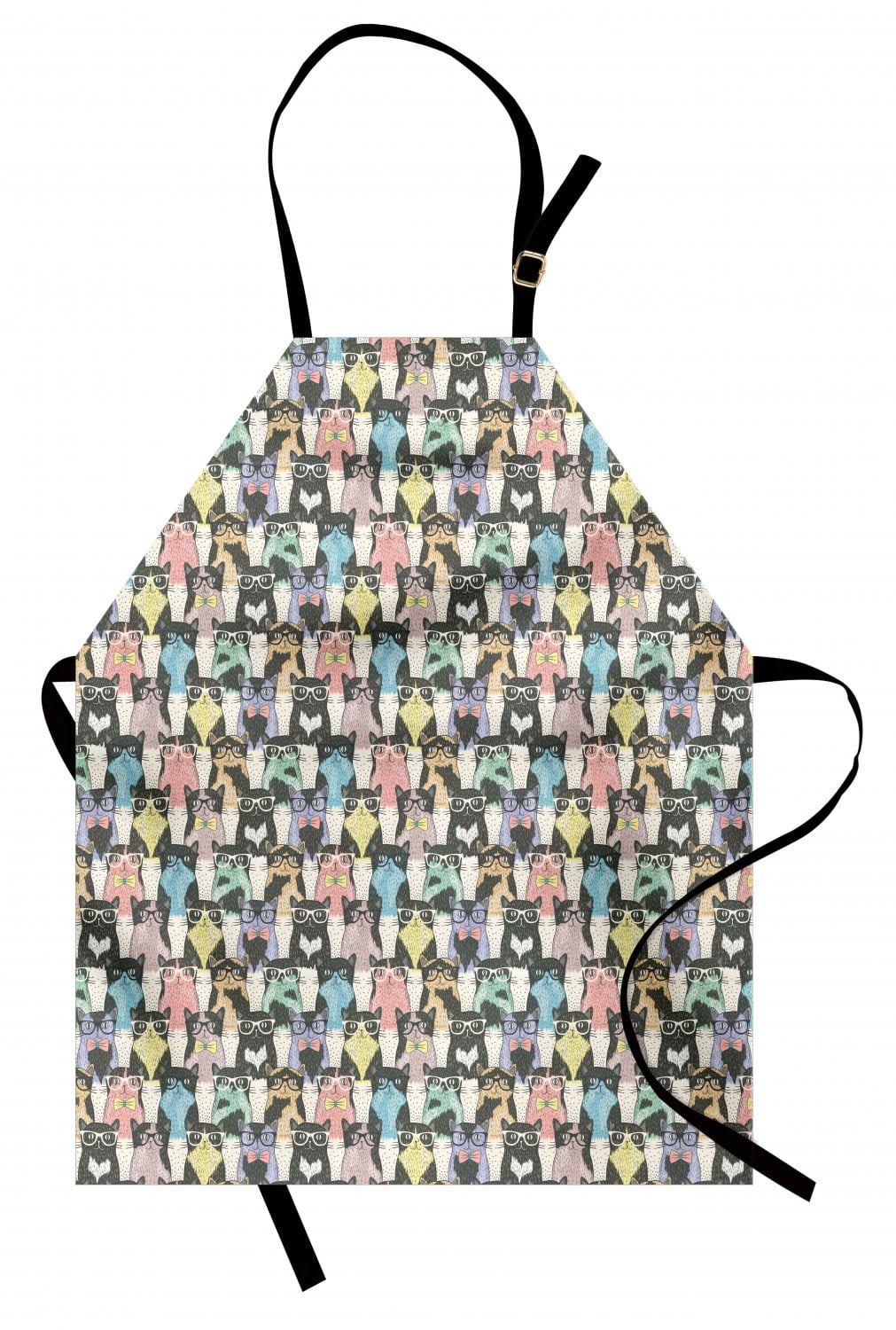 Cat Apron Retro Style Pattern with Cute Cats Hipster Sunglasses Bow ...