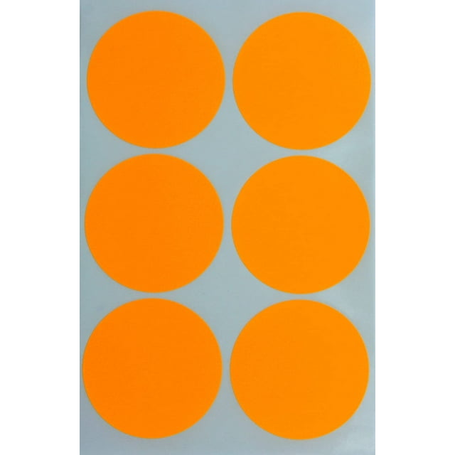 Neon Orange Round 2" inch Stickers - 50mm dots Sticker Permanent ...