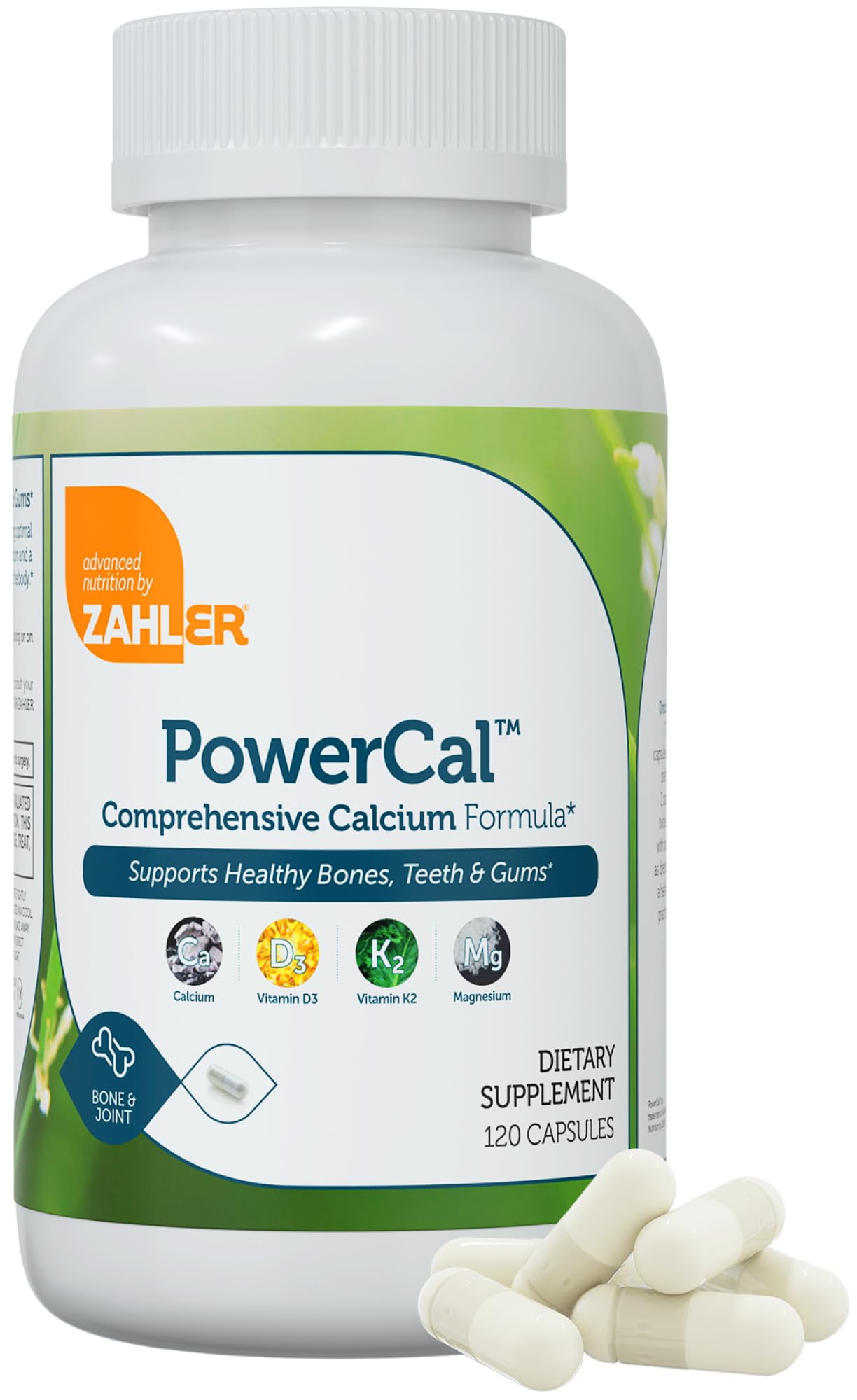 Suplemento Zahler PowerCal Calcium D3 K2 Magnesio 120 cápsulas ...