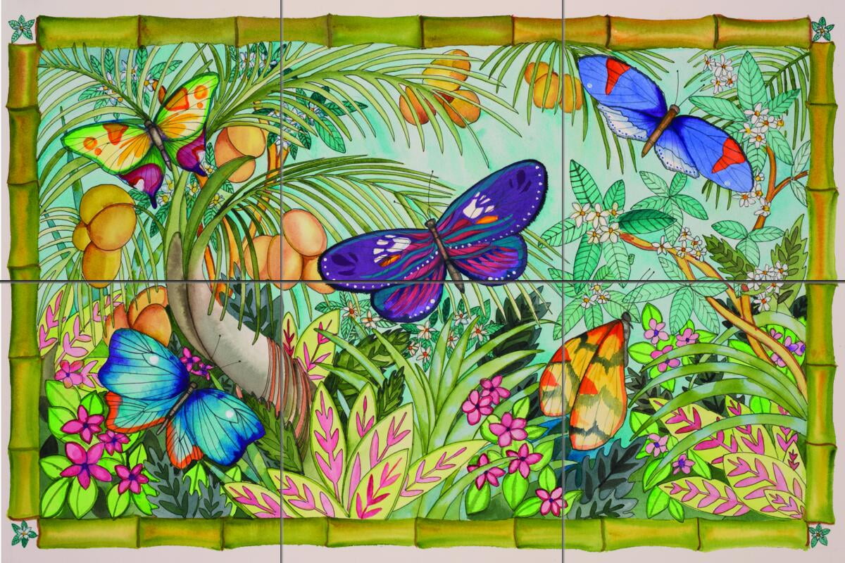 Tile Mural Kitchen Backsplash - Butterflies in Paradise - Walmart.com