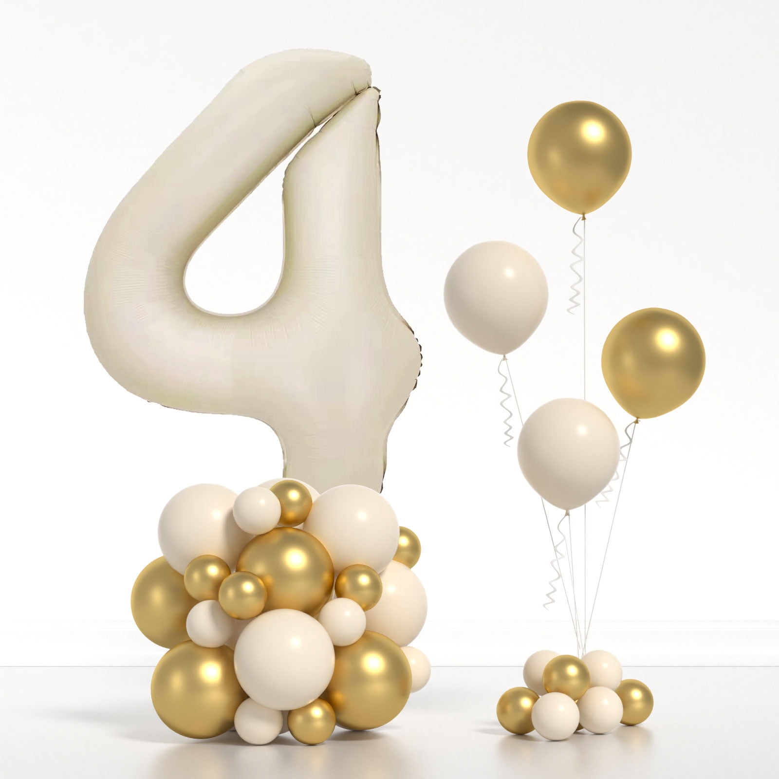 Honinda 40 Inch Large Size Number 4 Balloons Set with White Sand ...