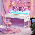 DurayLoly 47.3 Inch Computer Desk with 2 Drawers & LED Lights, Home ...