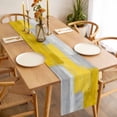 Abstract Graffiti Art Cotton Linen Table Runner Yellow Grey Geometric ...