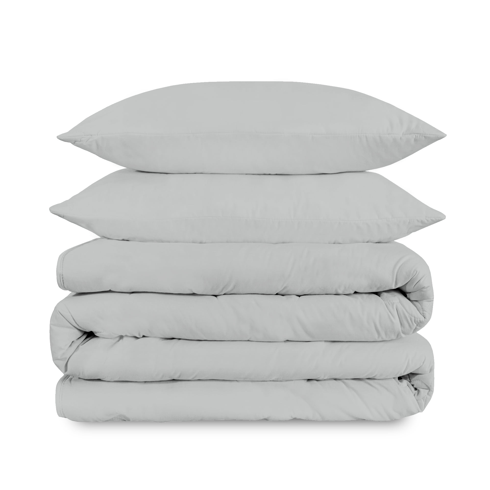Purity Home 100% Cotton 400TC Cool & Crisp Duvet Set King Light Gray ...