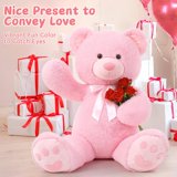 MorisMos Jumbo Fluffy 4ft Giant Pink Teddy Bear Stuffed Animal, Big ...