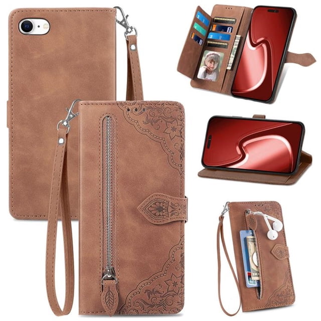 for iPhone 17e / 16e 6.1 inch Case, Wallet for Women Men, Durable PU ...