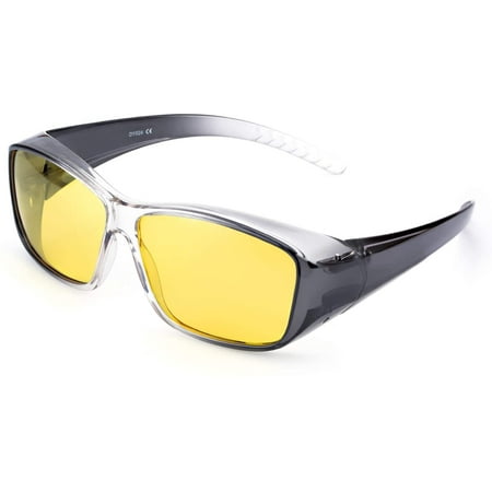 Wrap Around Night Vision Glasses, Fit Over escription Glasses with HD ...