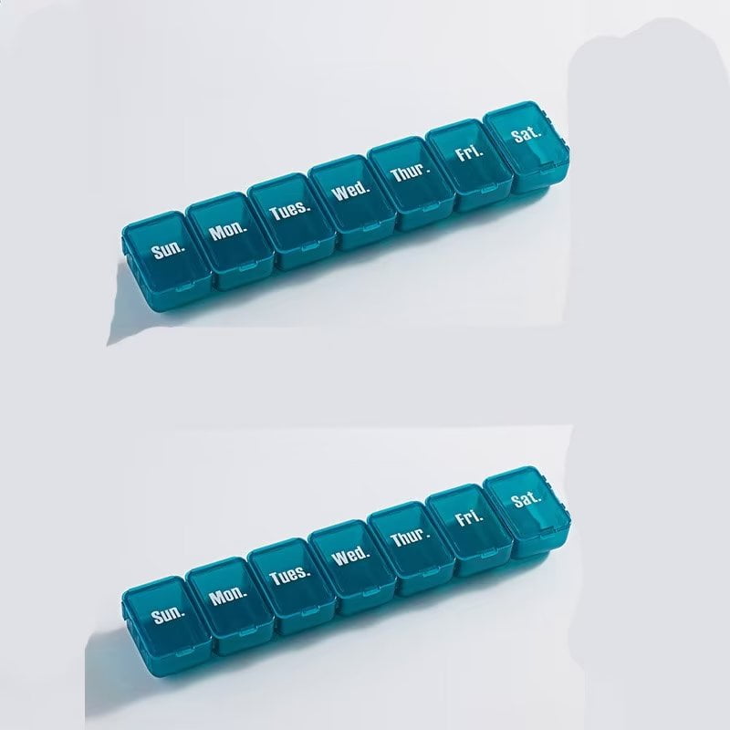 1piece（Peacock Green）New Weekly Pocket Pharmacy Box, Pill Boxes 7 Day 1 ...
