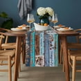 Bless This Home Table Runner, Farmhouse American Country Wood Grain ...