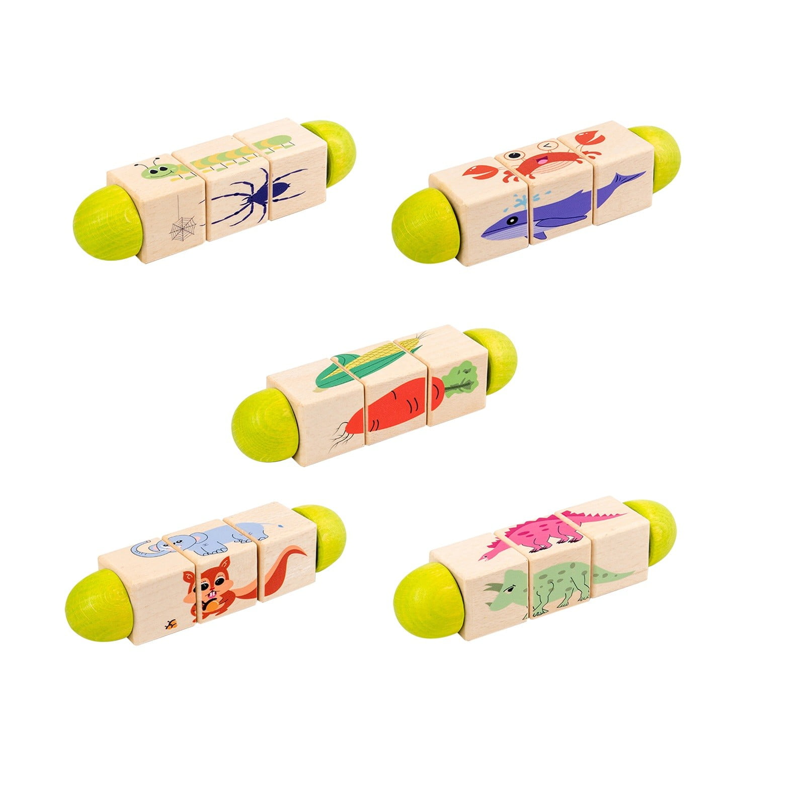 PVCS Wooden Rotatable Blocks Jigsaw-Puzzle Blocks Toys Rotating Wooden ...