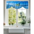 Blue Cottage Tie Up Valances Curtain, Blue Tree Blue Field Path ...