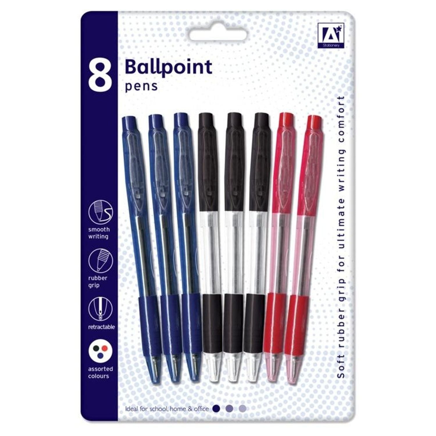 Click here for Astar A Star Ballpoint Pens With Grips (Pack Of 8)... prices