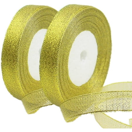 2 Rolls 5/8\u201d Width x 25 Yards Metallic Glitter Ribbon, Satin ...