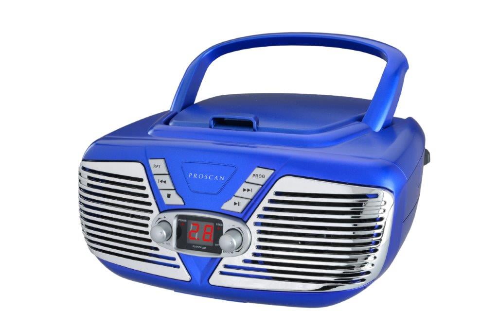 Proscan Retro-Style Portable CD Radio BoomBox, Blue, PRCD211 - Walmart.com