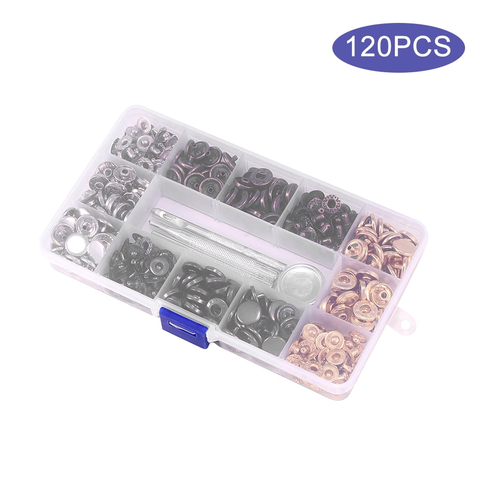 Powstro Metal Pure Copper Buckle 120pcs Leather Snap Fasteners Metal ...