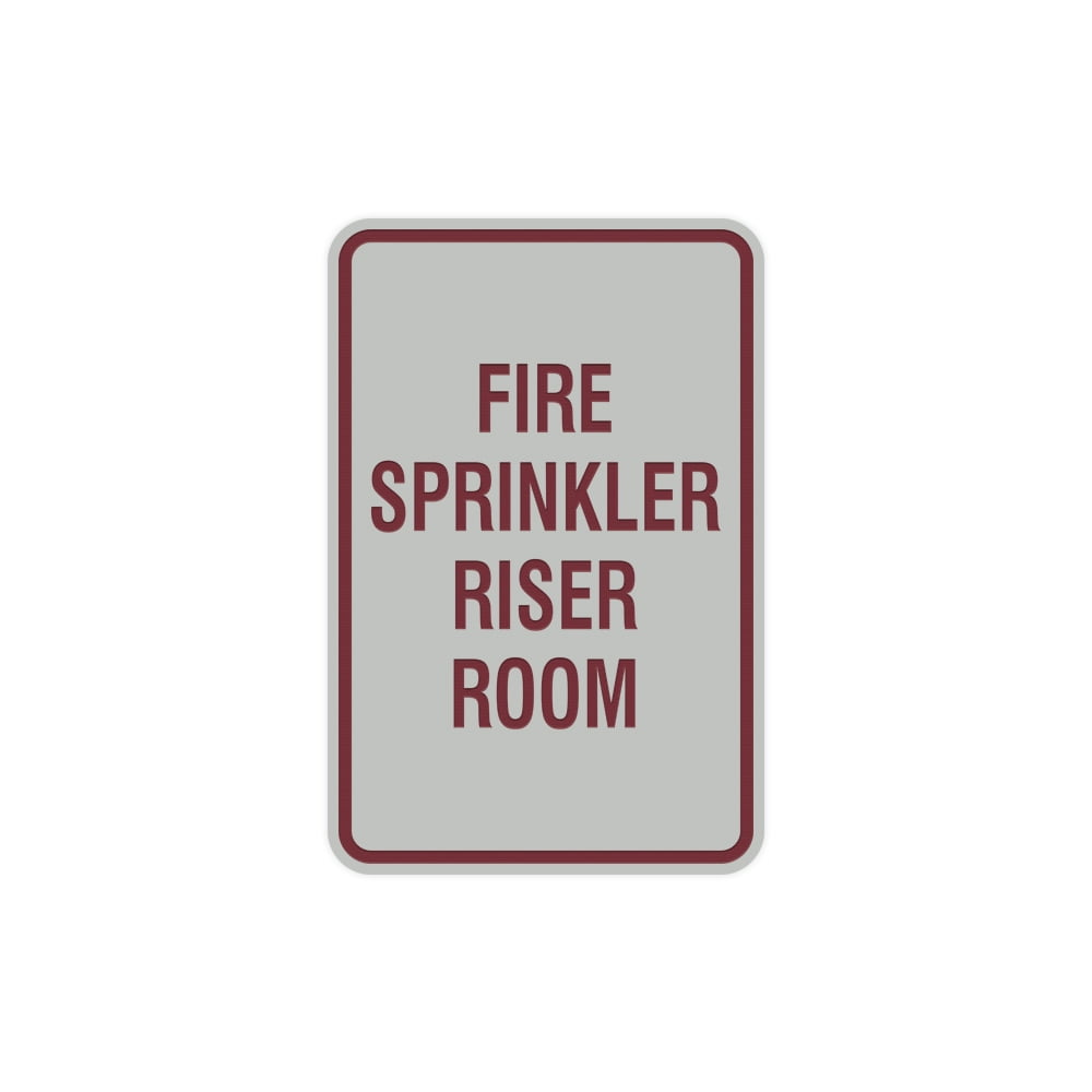 Portrait Round Fire Sprinkler Riser Room Sign (Light Grey / Burgundy ...