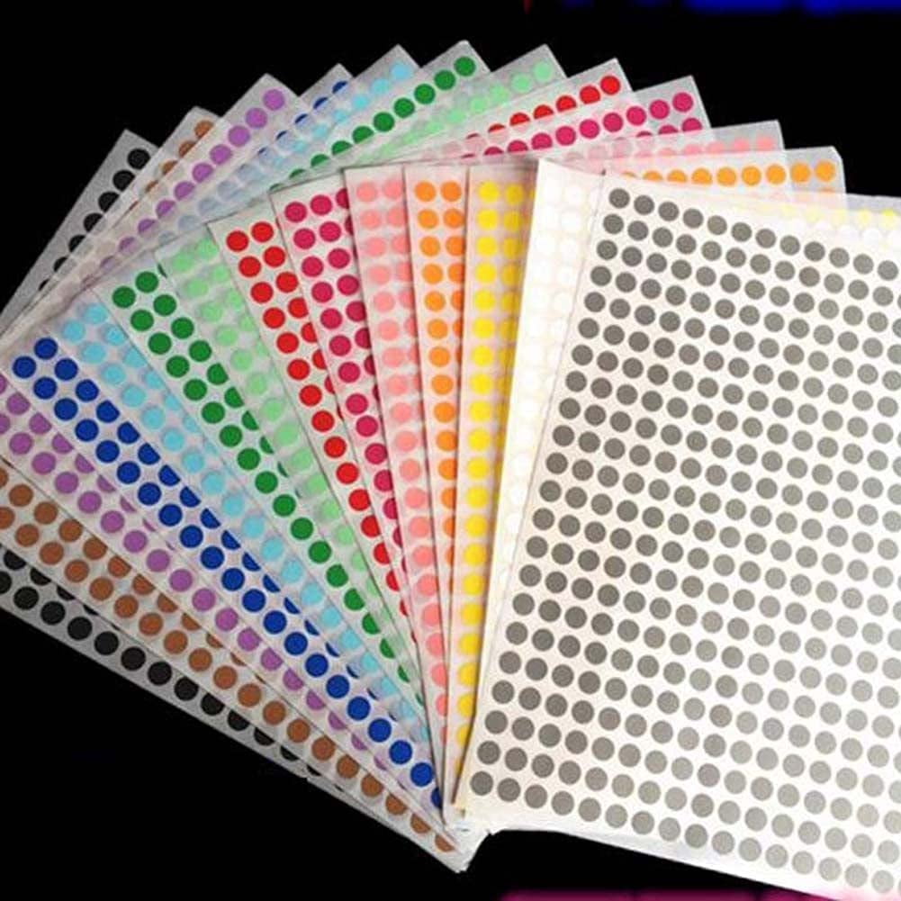5 Sheet Colored Dot Stickers Solid Color Dot Stickers Assorted Colored ...