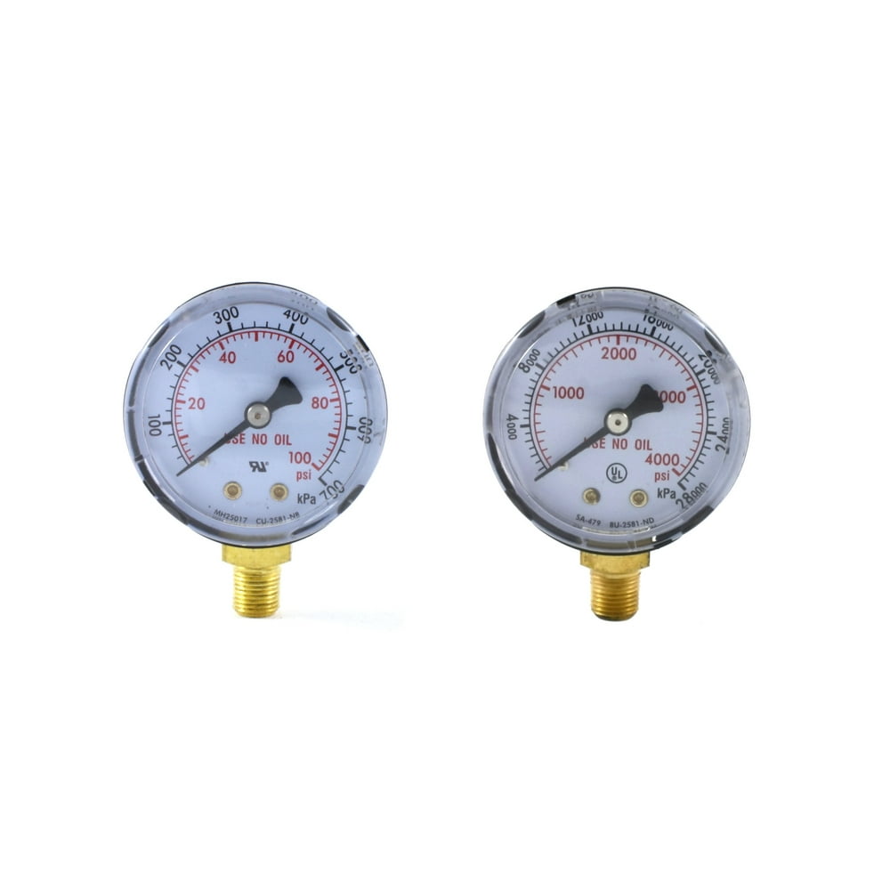 Low and High Pressure Gauges for Oxygen Regulator 0-100 psi & 0-4000 ...