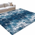 Abstract Blue Ocean Washable Area Rug 3 x 5 ft Country Vintage Nautical ...